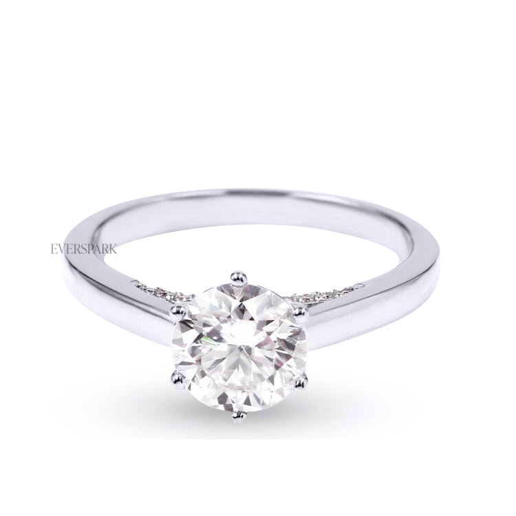 Daria White | Moissanite Engagement Ring with Cathedral Setting – Everspark