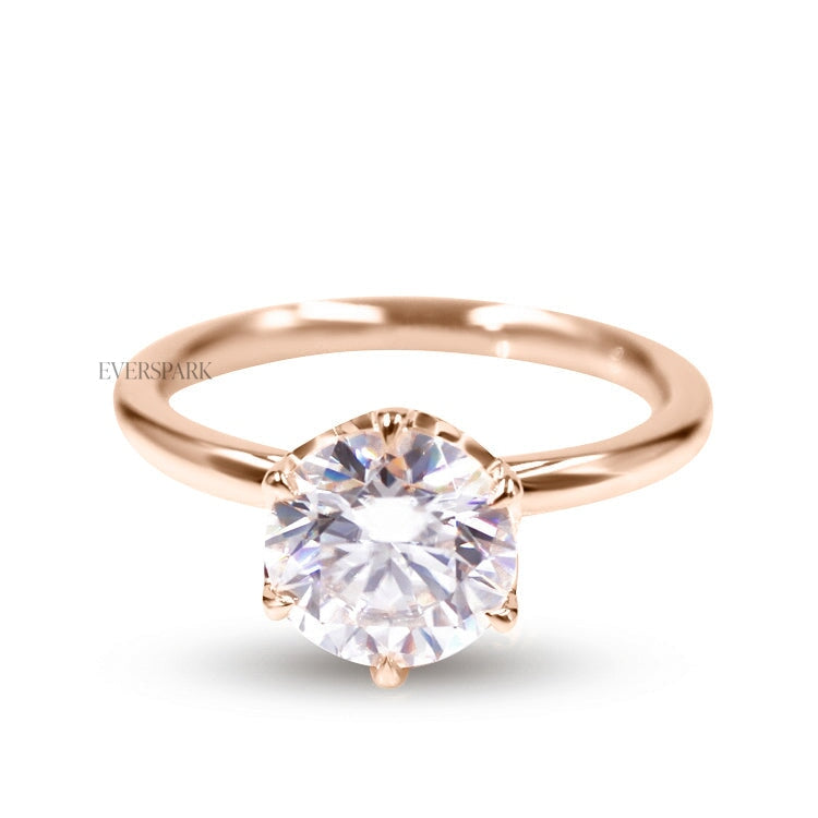Jasmine Rose | Round Cut Solitaire Engagement Ring, Floral Setting – Everspark