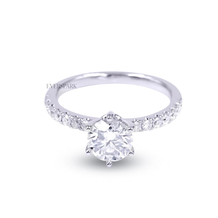 Paris White | Round Cut Pavé Moissanite Engagement Ring – Everspark