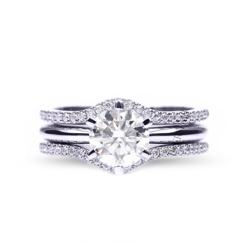 Serena Platinum | Solitaire Engagement Ring + Enhancer Wedding Band – Everspark