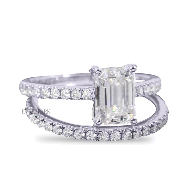 Shira White | Emerald Cut Pavé Engagement Ring + Wedding Band – Everspark