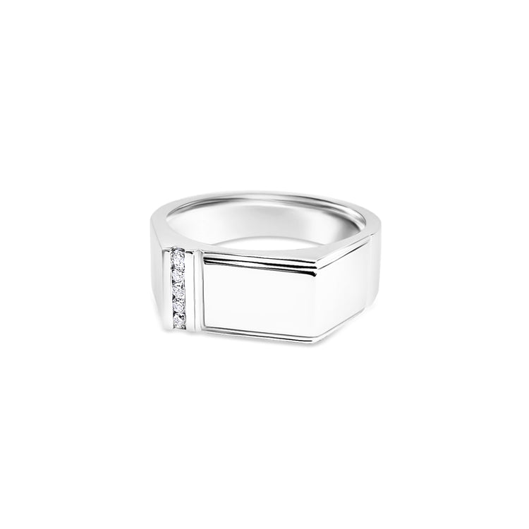 Shaun Platinum | Flat Signet Platinum Wedding Ring with Moissanite ...