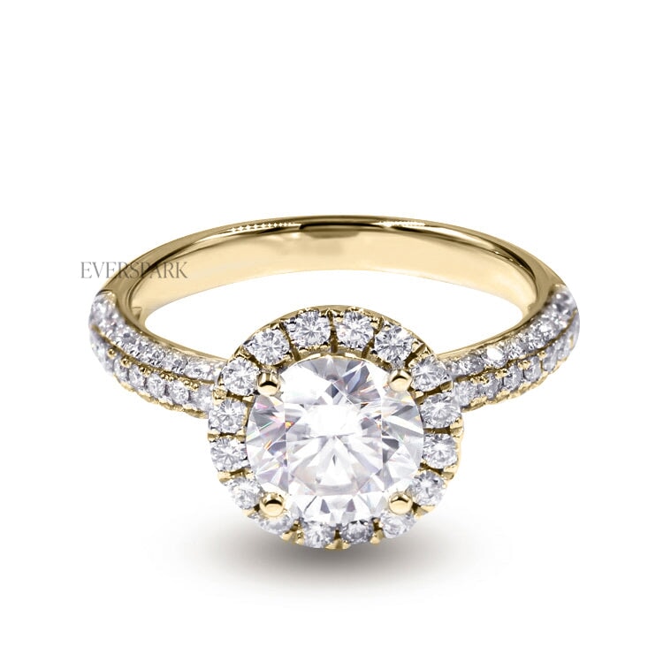Elle Gold | Premium Lab Grown Moissanite Halo Engagement Ring – Everspark